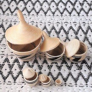 Vintage | Accents | Aztec Stackable Baskets With Lids Set Of 6 | Poshmark